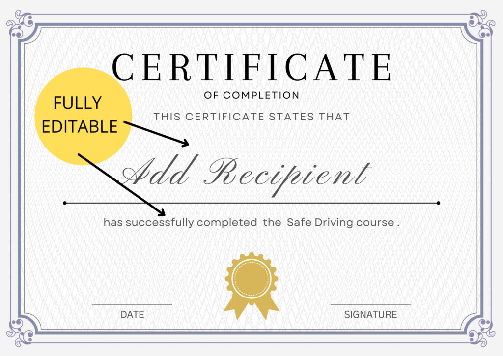 Printable Defensive Driving Certificate Template | Printable Templates