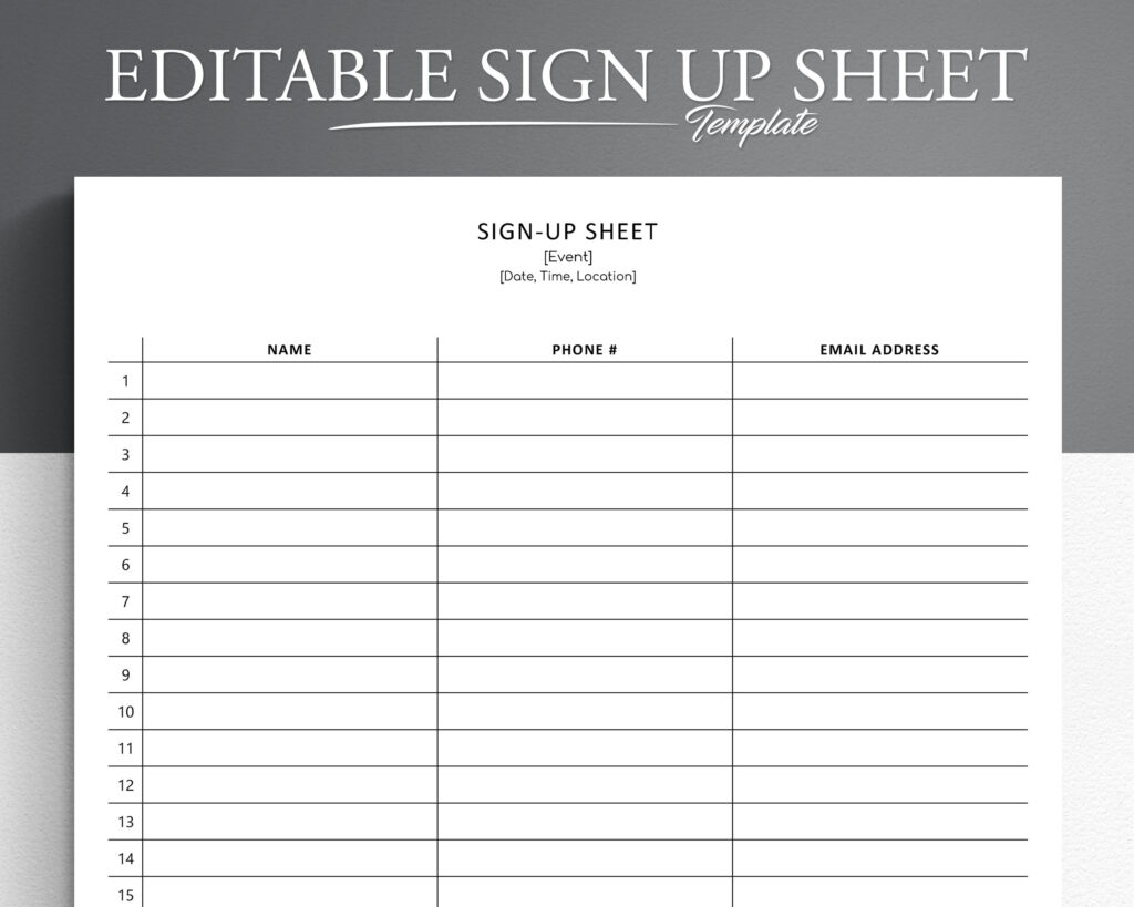 Printable Sign Up Sheet Template | Printable Templates