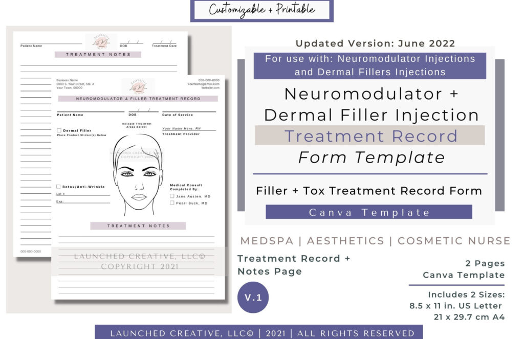 Printable Botox Treatment Record Template | Printable Templates