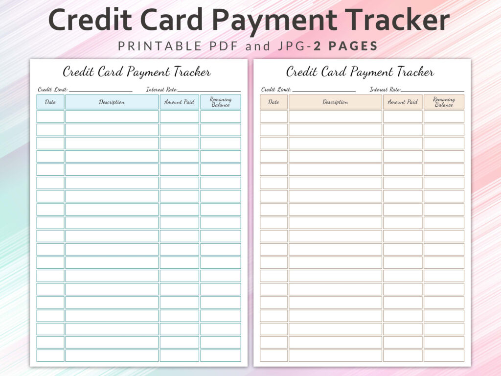 Printable Credit Card Log Template | Printable Templates