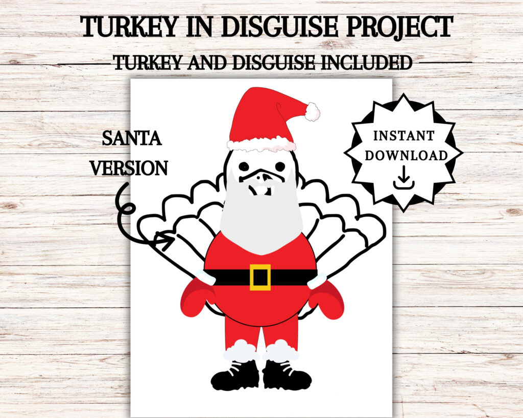 Disguise a Turkey Santa Template | Printable Templates