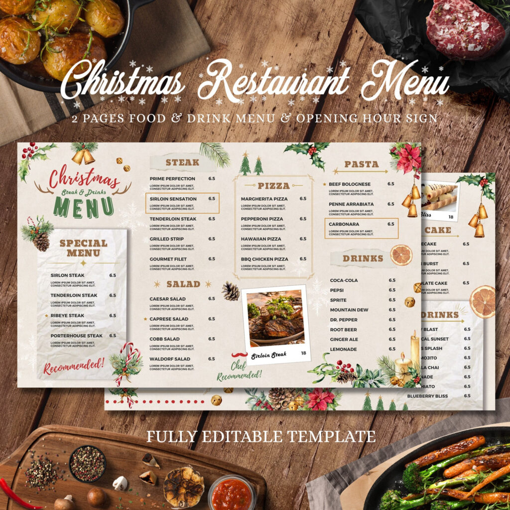 Christmas Food Menu Template | Printable Templates