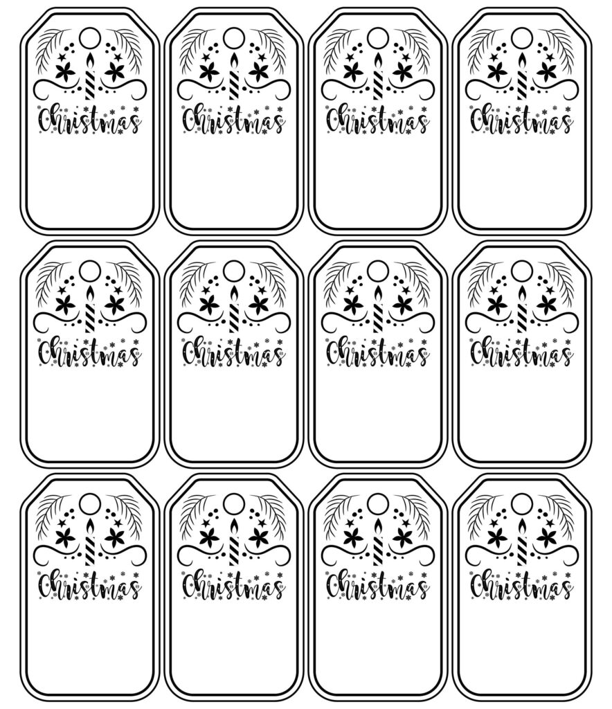 Christmas Gift Tag Template Black and White | Printable Templates
