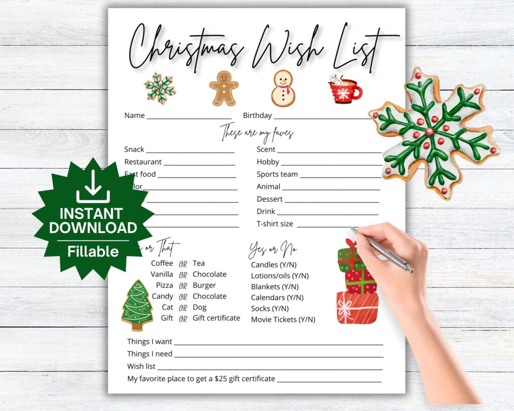 Christmas Gift Wish List Template | Printable Templates