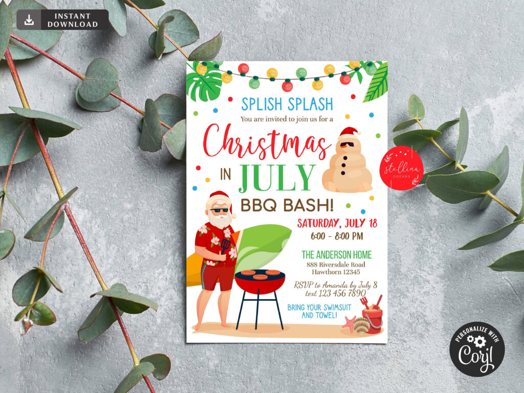 Christmas in July Invite Template | Printable Templates