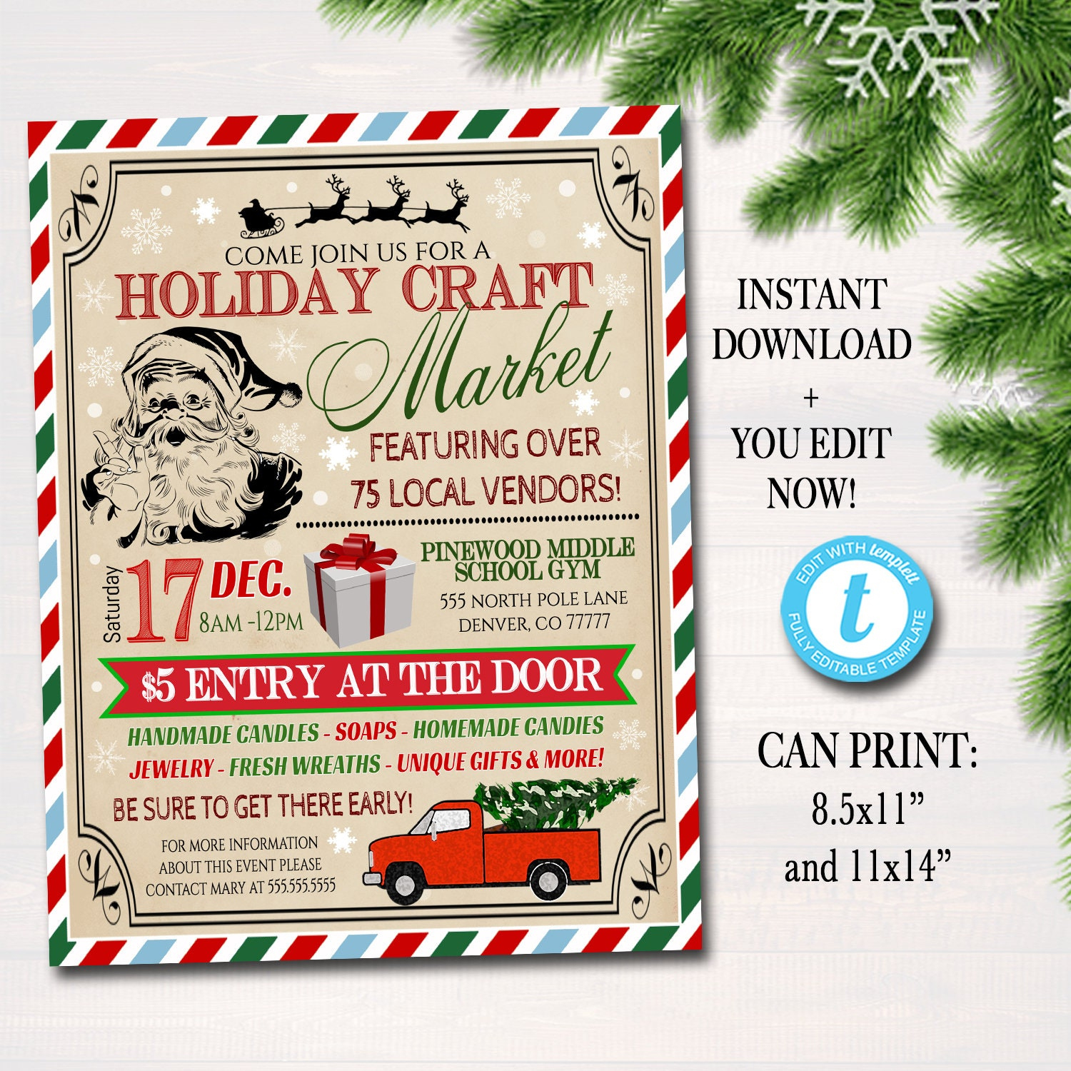 Christmas Craft Fair Poster Template | Printable Templates